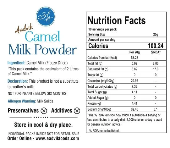 Aadvik Camel Milk Powder Pure and Natural Sachets