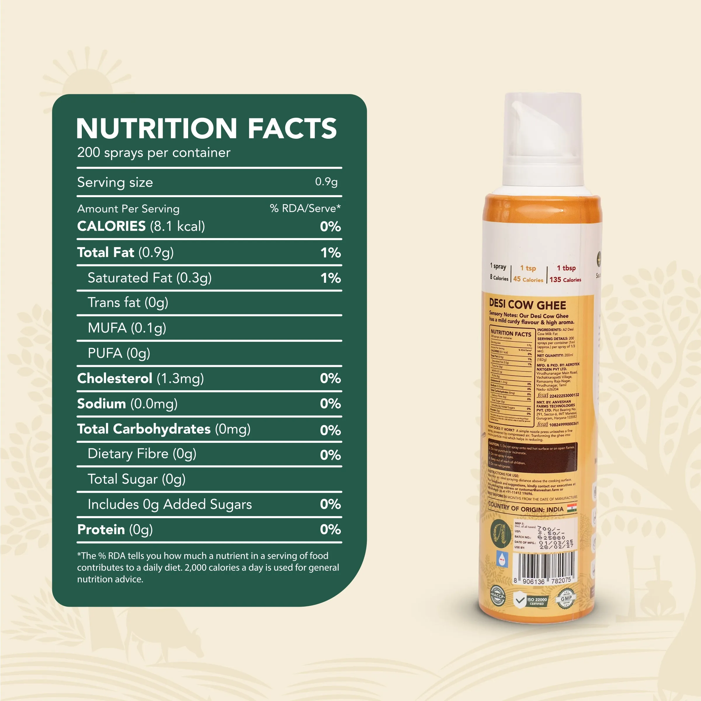 Anveshan Desi Cow Ghee Spray Can