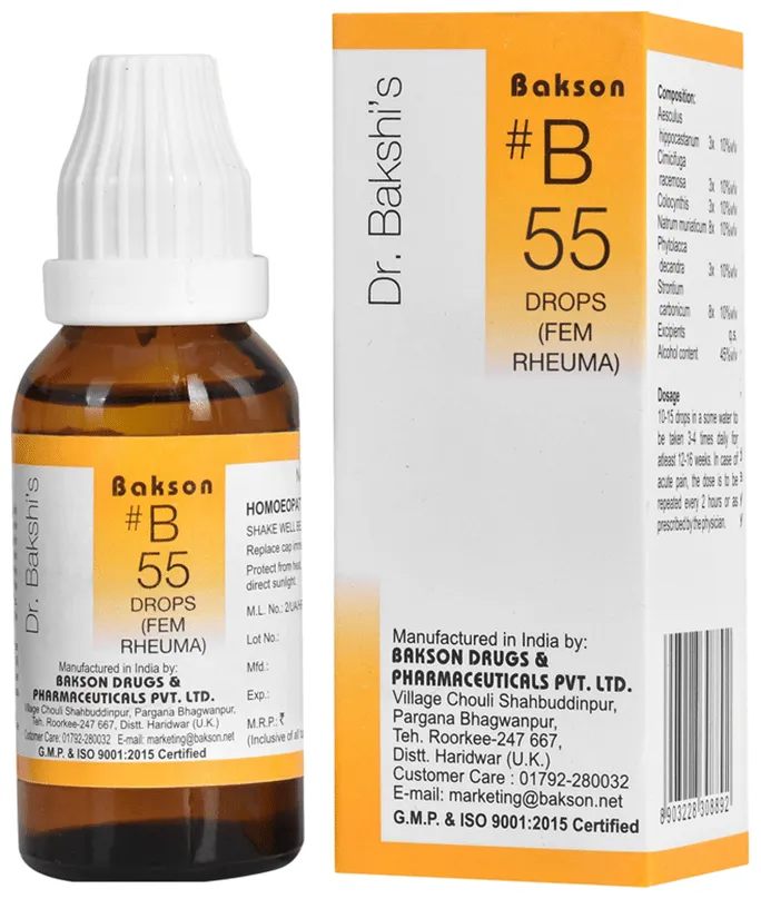 Bakson's Homoeopathy B55 Fem Rheuma Drop | The Desi Food