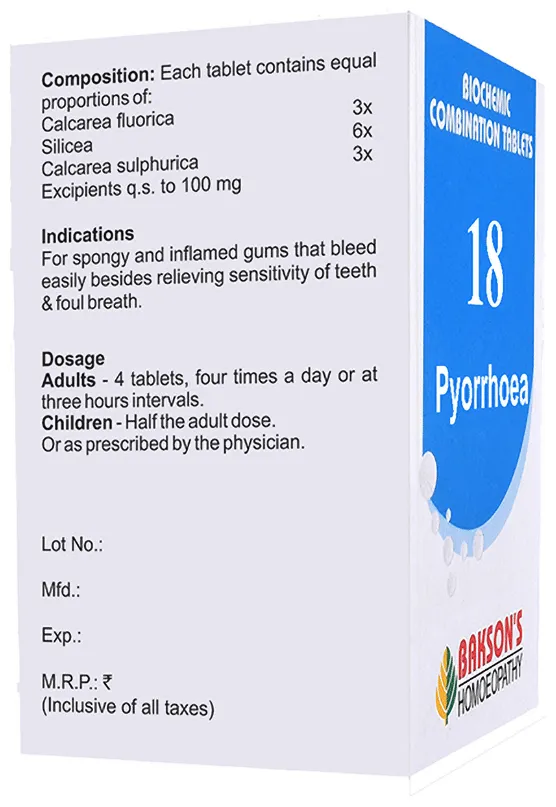 Bakson's Homoeopathy Biocombination 18 Tablet | The Desi Food