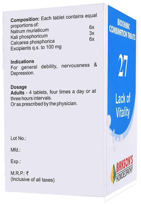 Bakson's Homoeopathy Biocombination 27 Tablet