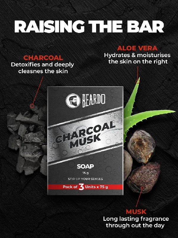 Beardo Activated Charcoal Musk Soap for Men (Packof 3)