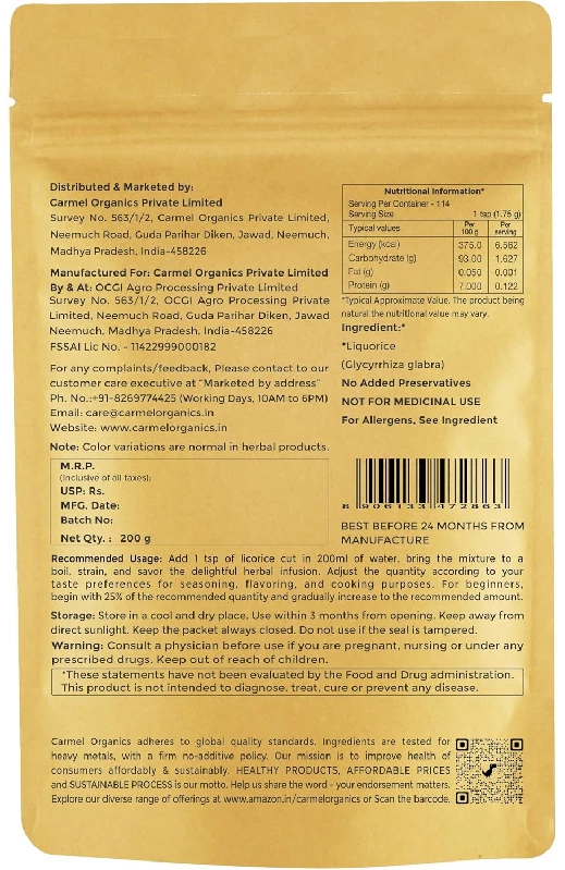 Carmel Organics Liquorice Root Cut