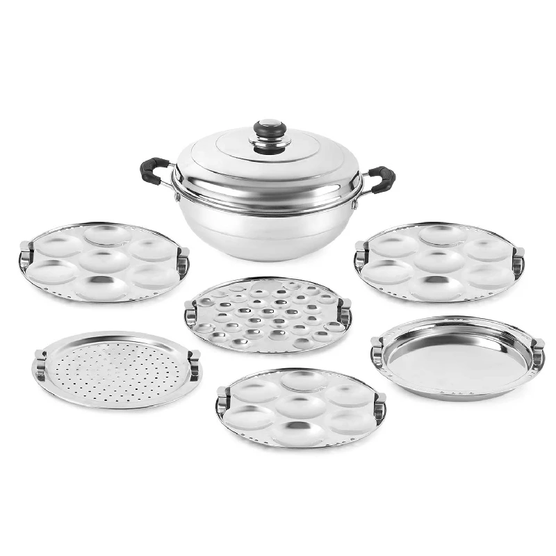 Cello Stainless Steel Induction Base Idli Cooker and Multi Kadhai