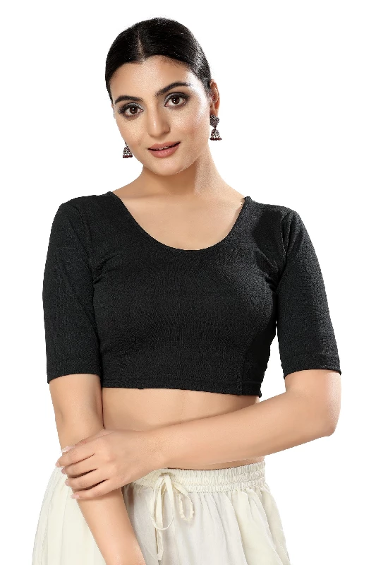 Designer Readymade Blouse, Georgette-Black