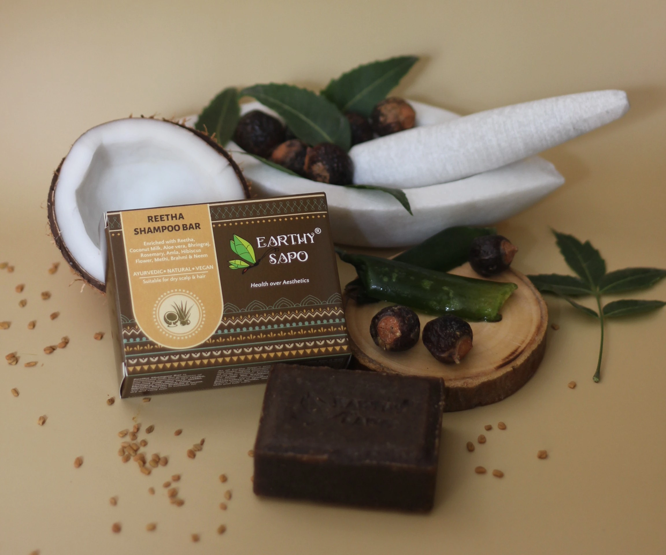 Earthy Sapo Handmade Ayurvedic Reetha Shampoo Bar