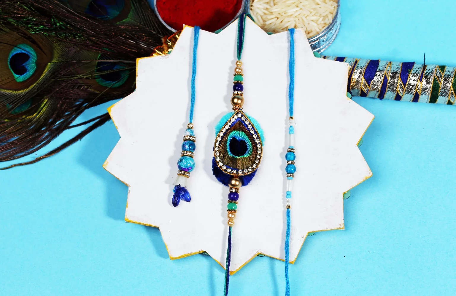Buy Blue Rakhi | The Desi Food | Free Global Shipping