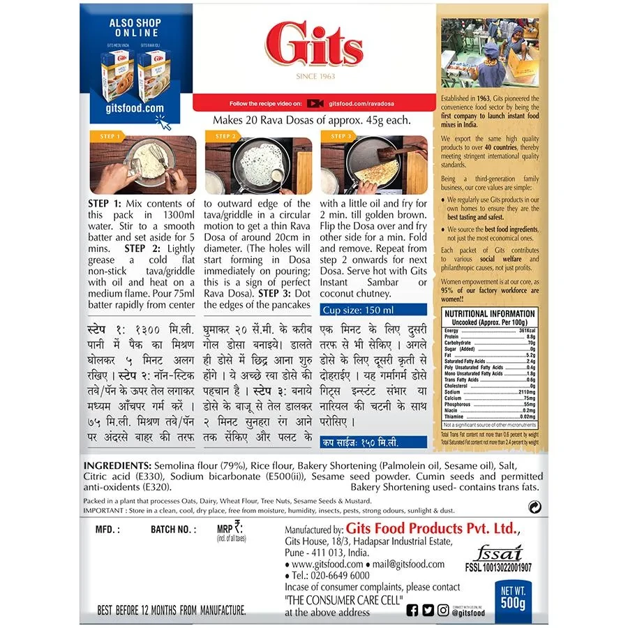 Gits Rava Dosa Breakfast Mix