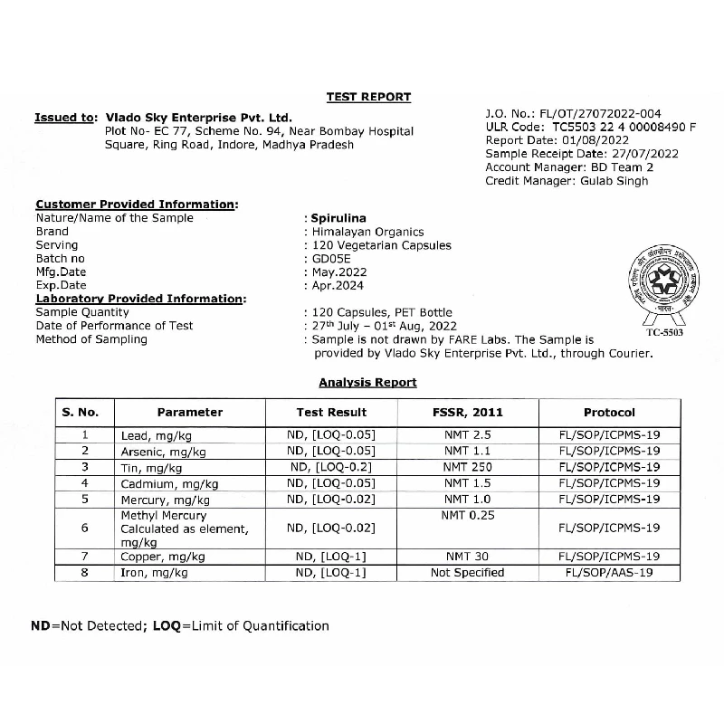 Himalayan Organics Spirulina Vegetarian Capsules