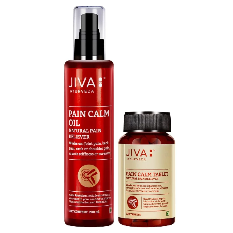 Jiva Ayurveda Pain Relief Calm Oil (200 ml) & Pain Calm 120 Tablets