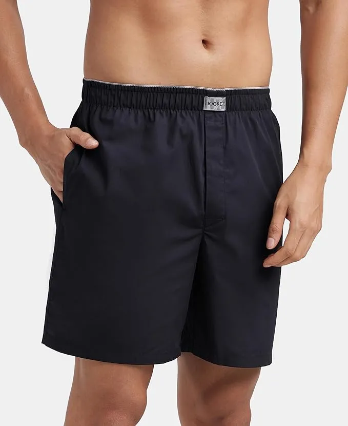 Jockey MC10 Men's Super Combed Mercerized Cotton Boxer Shorts - Black