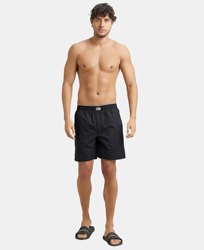 Jockey MC10 Men's Super Combed Mercerized Cotton Boxer Shorts - Black