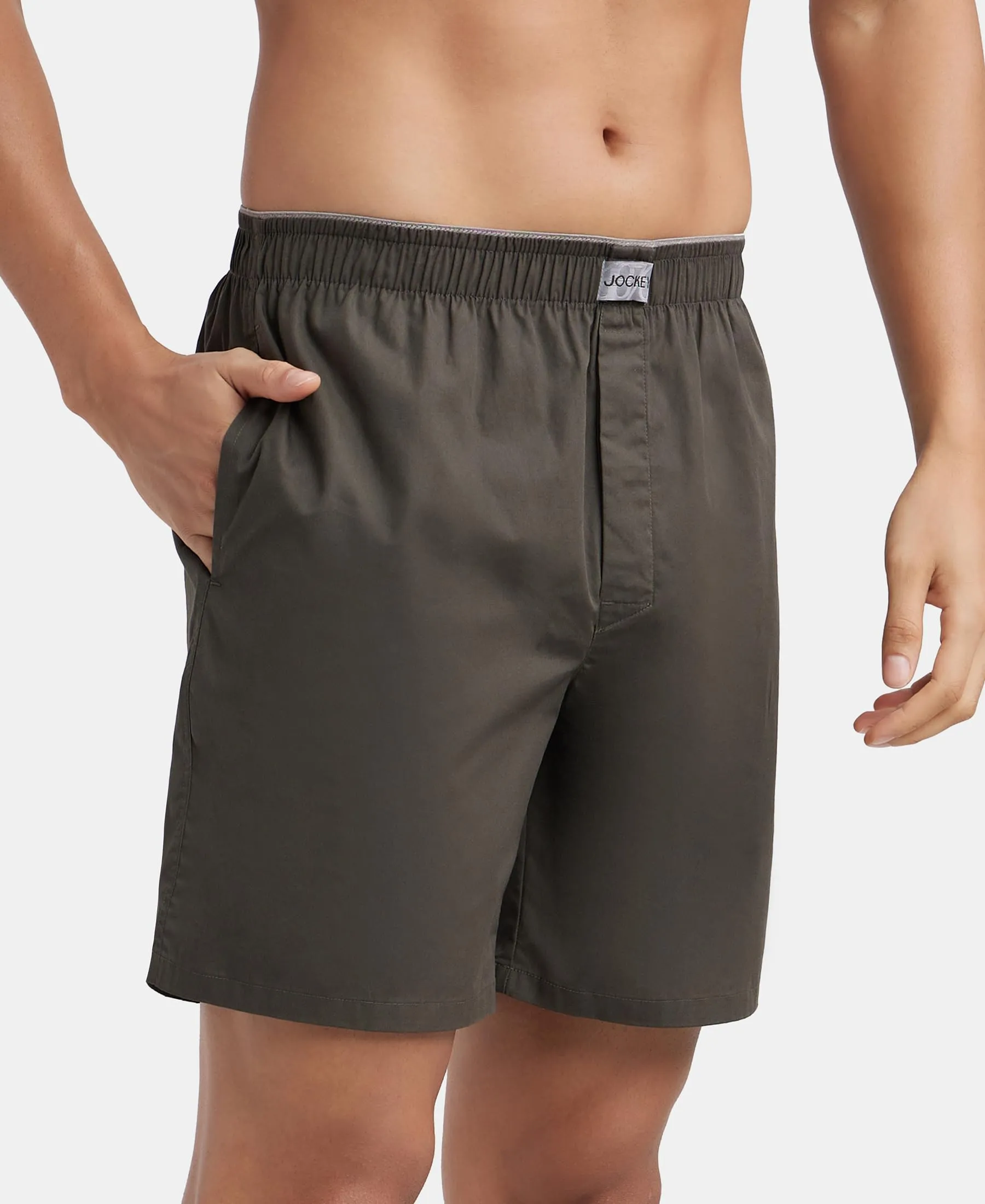 Jockey MC10 Men's Super Combed Mercerized Cotton Boxer Shorts - Deep Olive