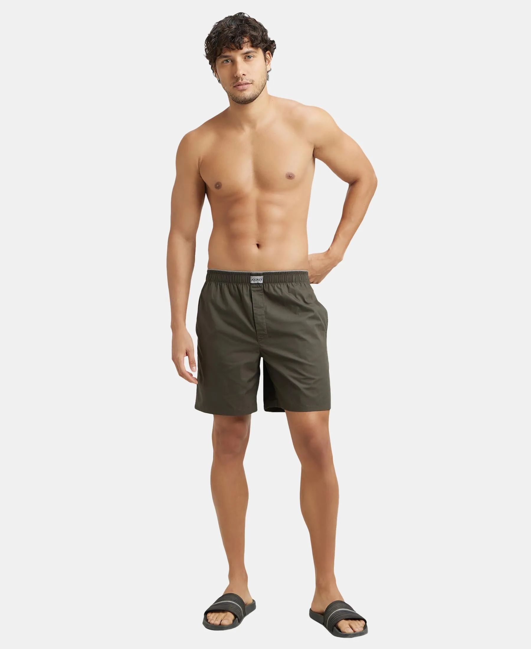 Jockey MC10 Men's Super Combed Mercerized Cotton Boxer Shorts - Deep Olive