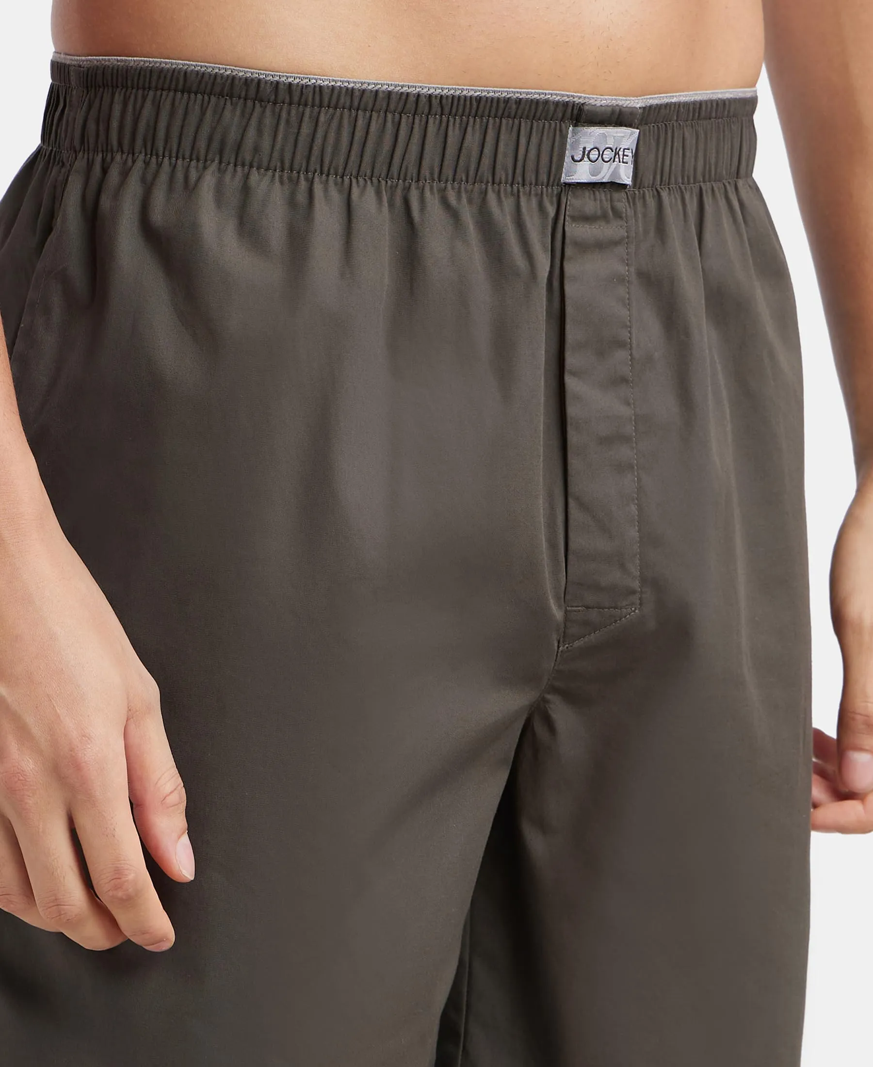 Jockey MC10 Men's Super Combed Mercerized Cotton Boxer Shorts - Deep Olive