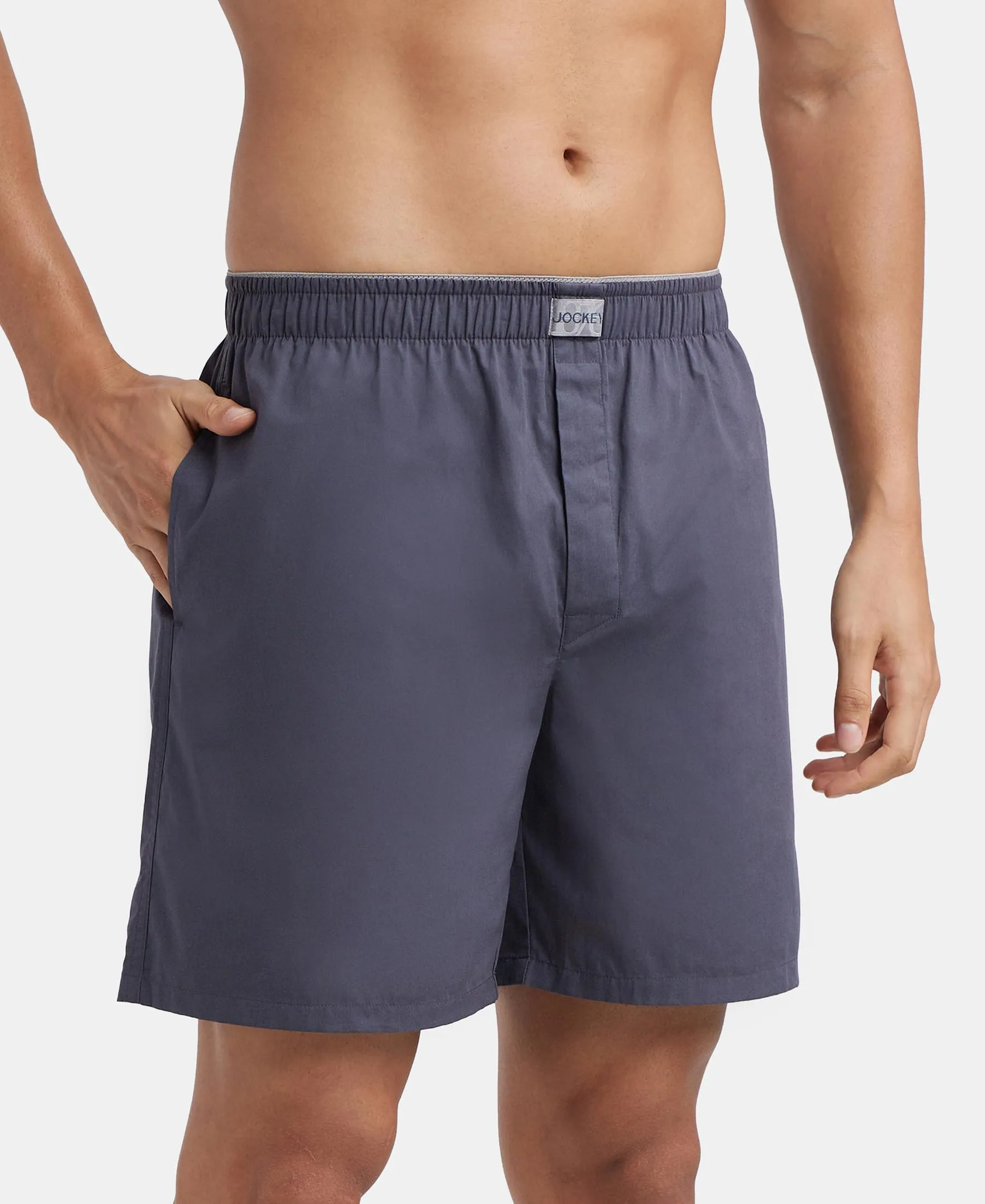 Jockey MC10 Men's Super Combed Mercerized Cotton Boxer Shorts - Graphite