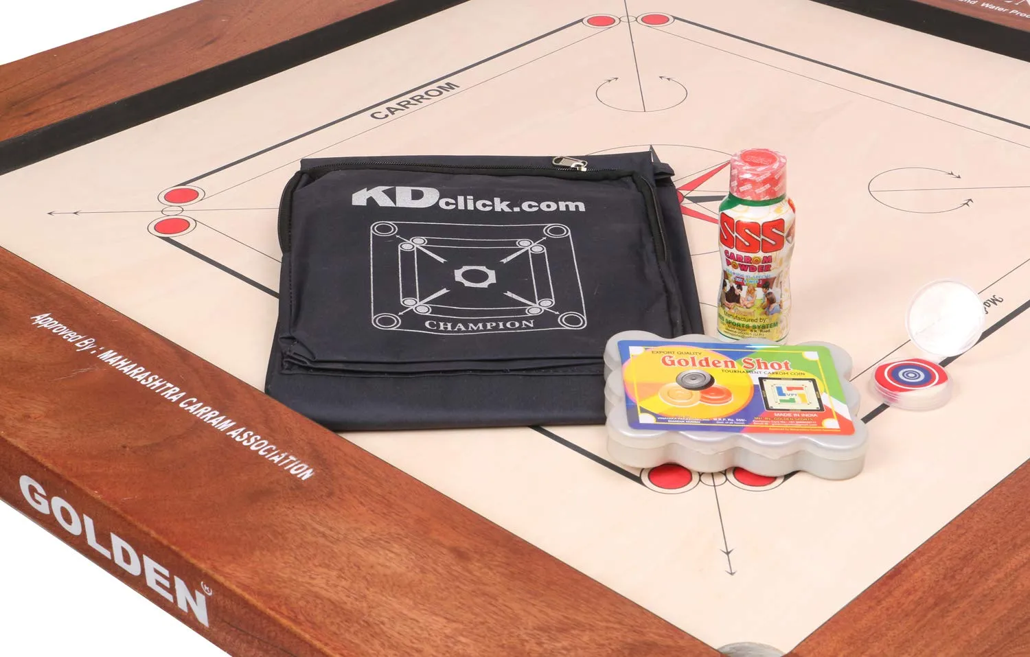 KD Sports Golden Carrom Board Jumbo Antique Indoor Board Game Approved By Carrom Federation Of ...
