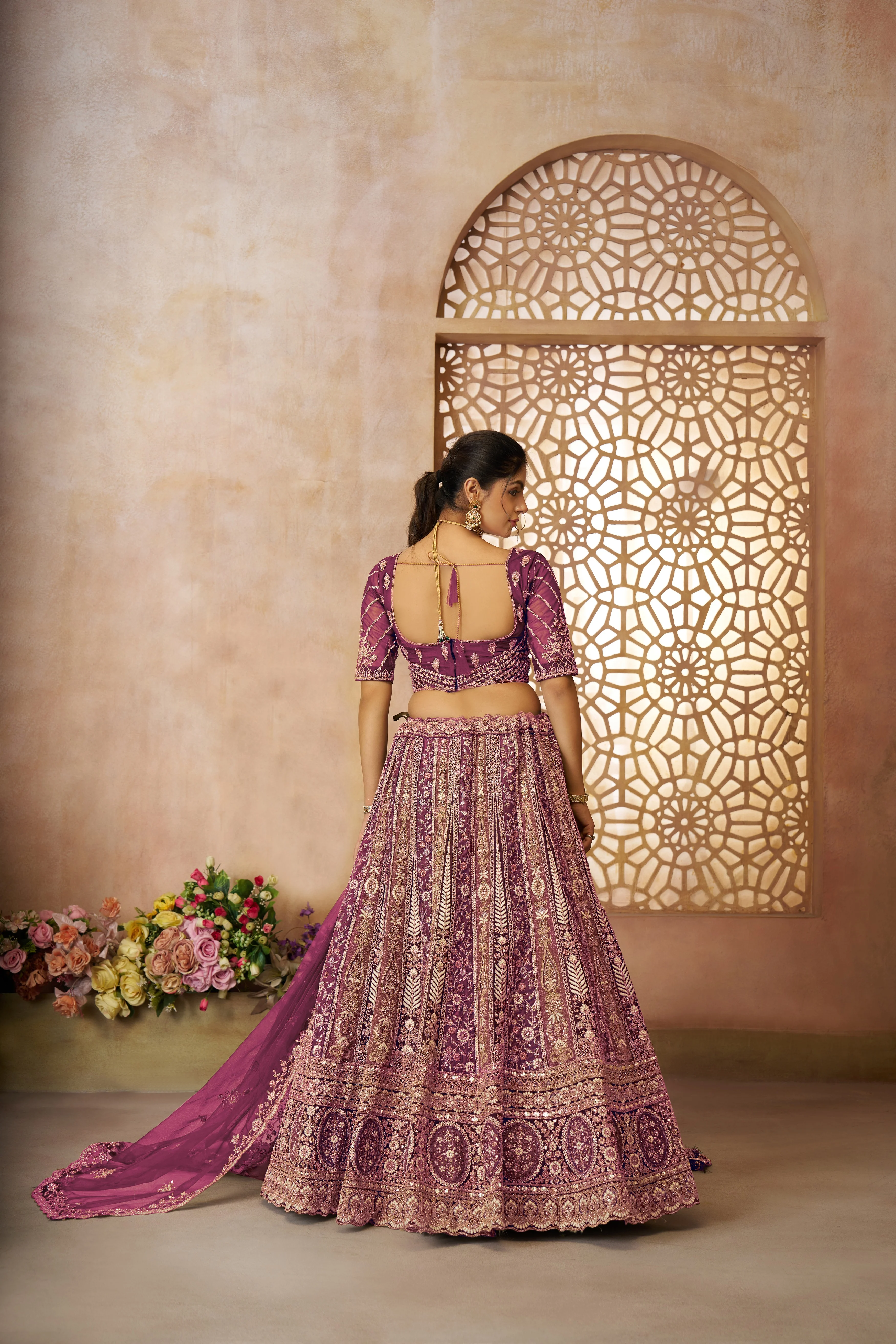 Kesar Fab Radiant Royale Dark Purple Bridal Lehenga Choli