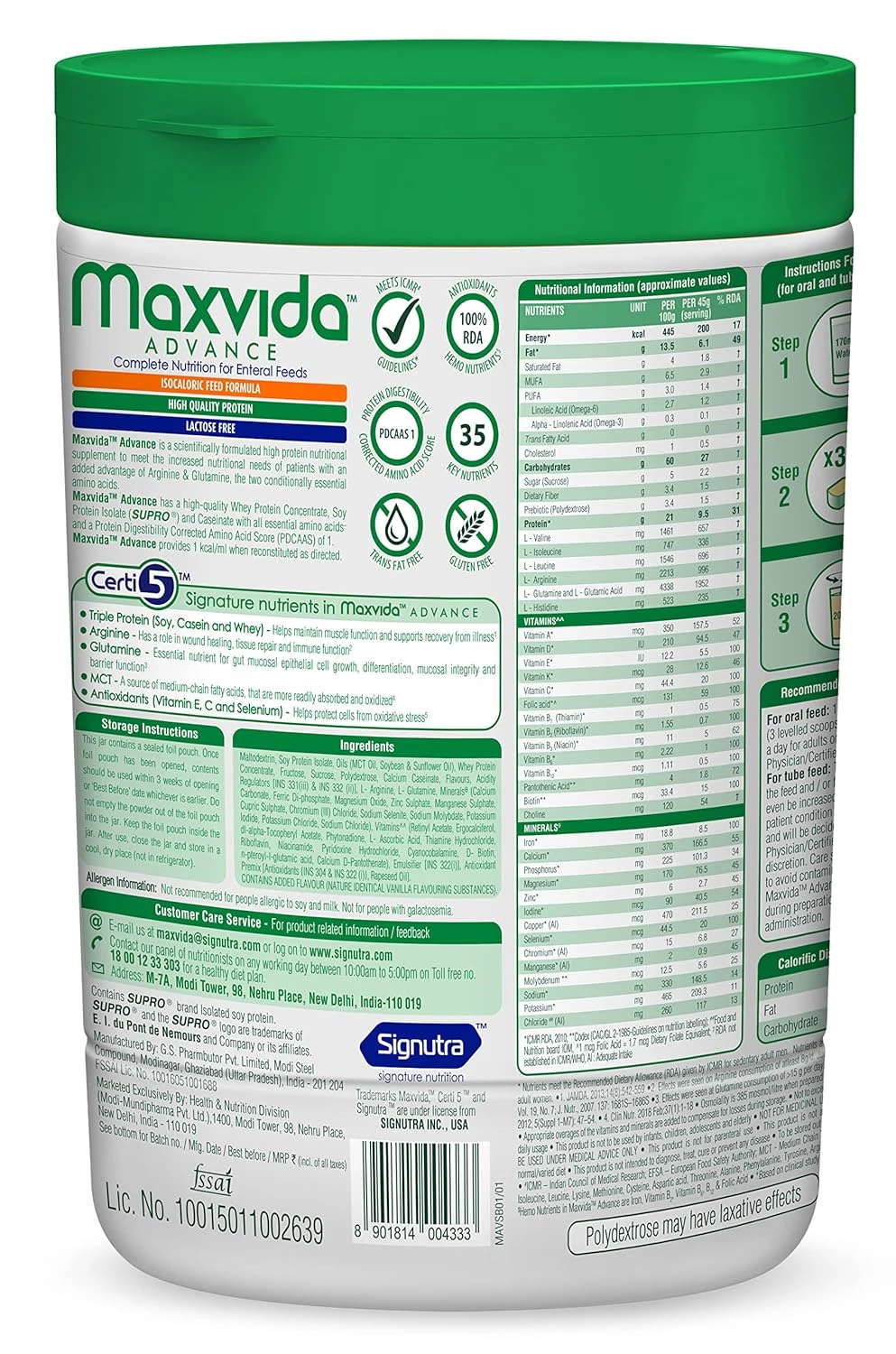 Maxvida Advance Complete Nutrition for Enteral Feeds-Vanilla Flavour