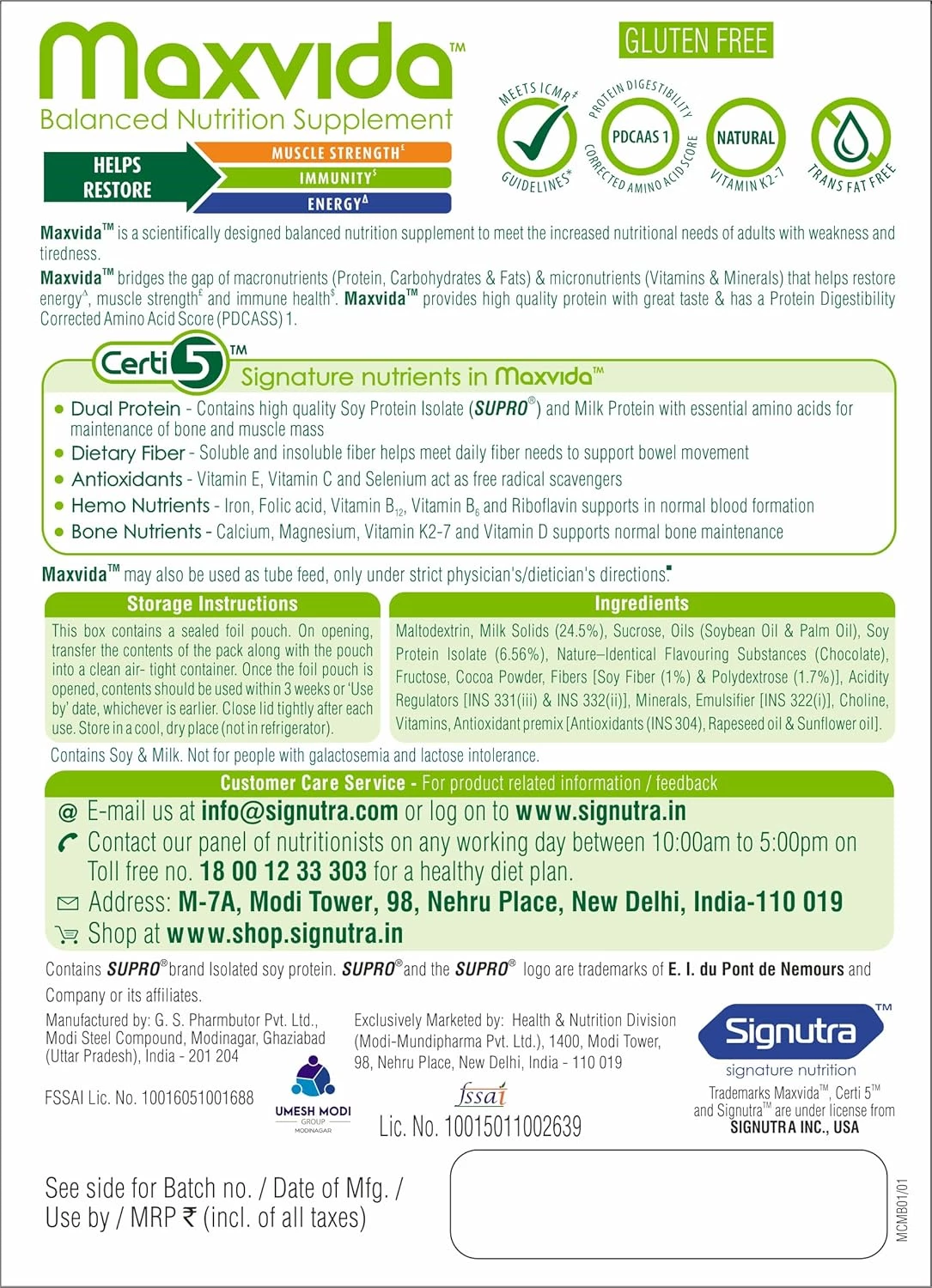 Maxvida Balanced Nutrition Supplement Powder-Chocolate Flavour