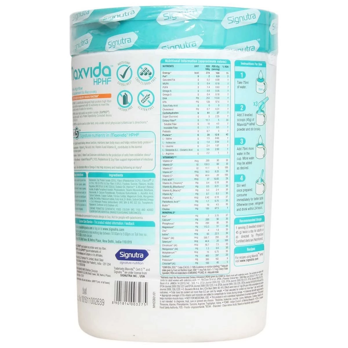 Maxvida HPHF-High Protein High Fiber Supplement for Recovery-Orange Flavour