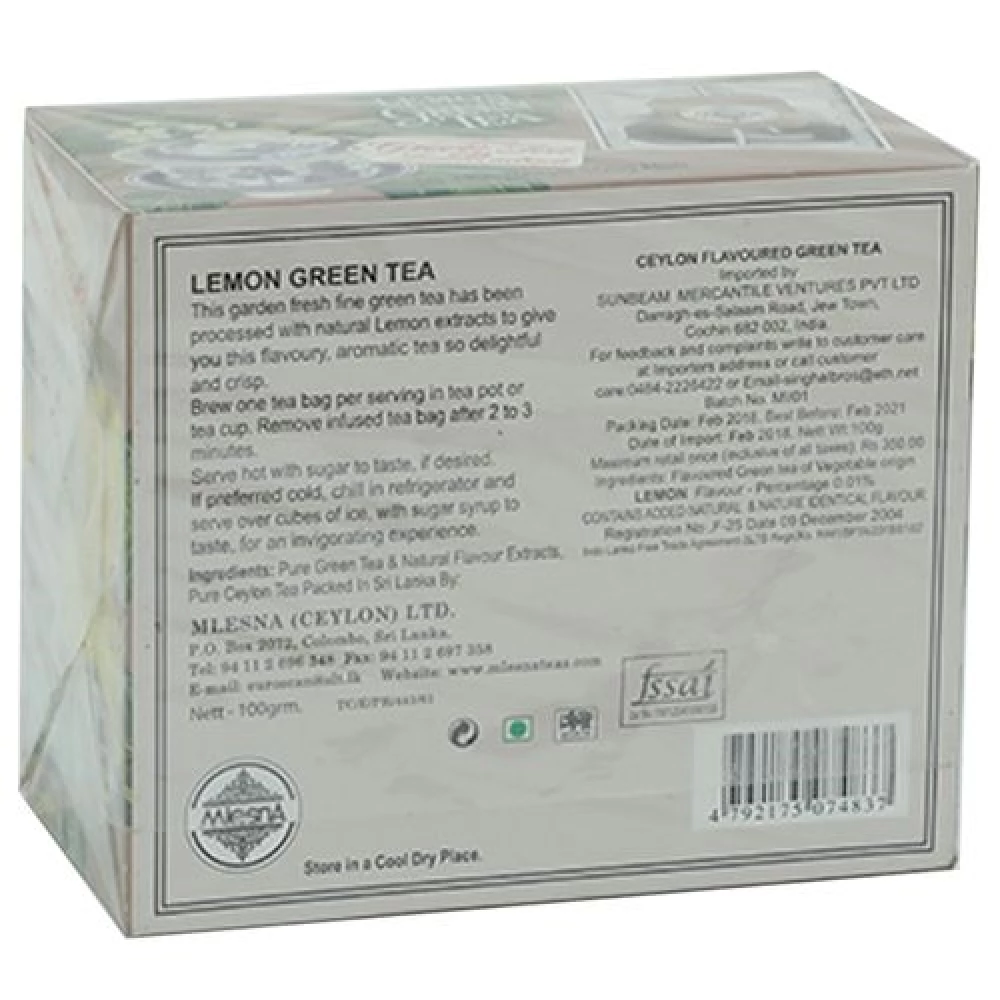 Mlesna Flavored Green Tea Bags - Lemon