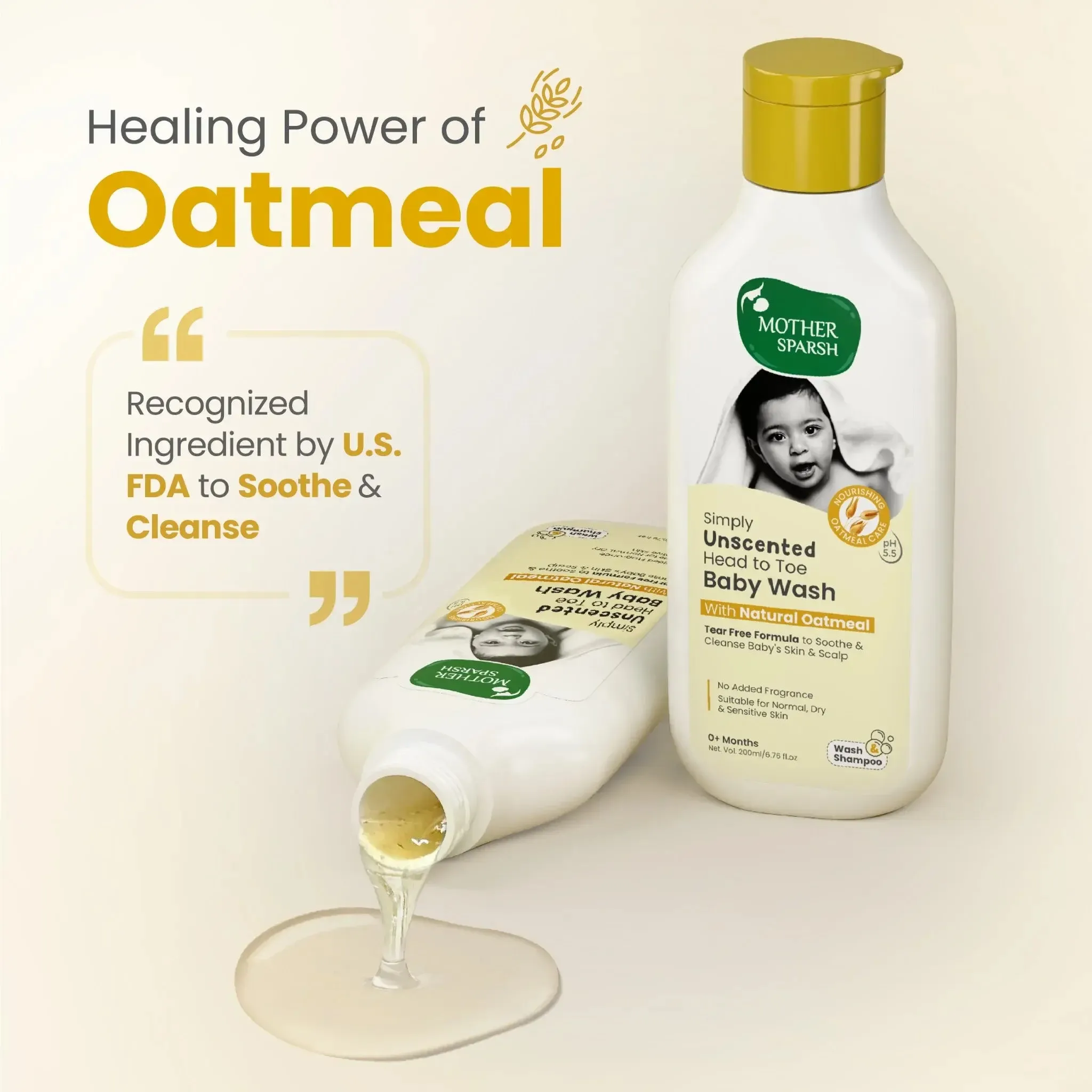 Mother Sparsh Simply Unscented Head to Toe Baby Wash | The Desi Food