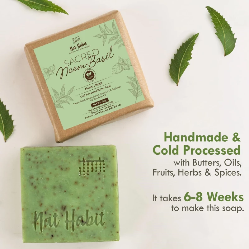 Nat Habit Cold Processed Sacred Neem-Basil Butter Bath Soap