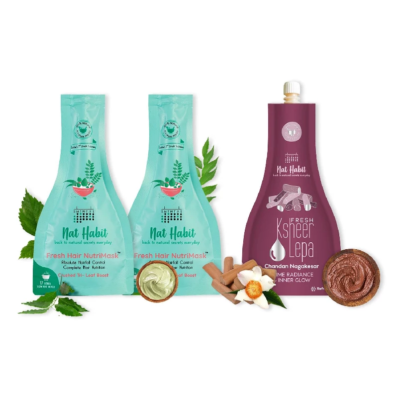 Nat Habit Crushed Tri-Leaf Nutri Hair Mask 40 g & Chandan Nagakesar ...