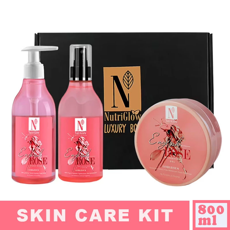 NutriGlow Natural's English Rose Combo of 3 With 100% Rose Hydrosols