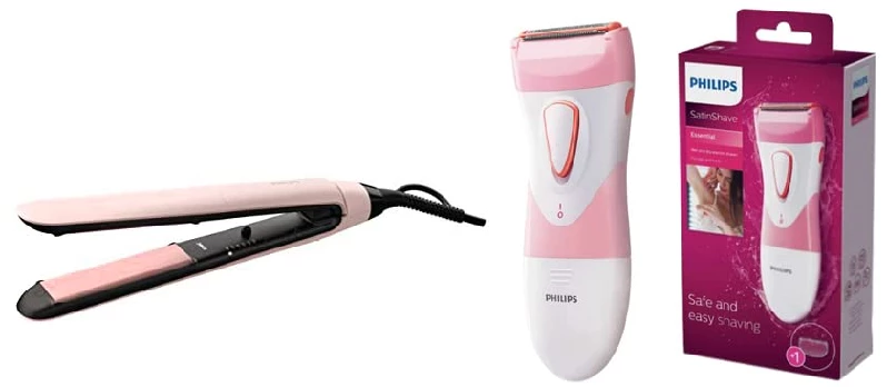 Philips BHS378-10 Kerashine Straightener & Cordless SatinShave HP6306