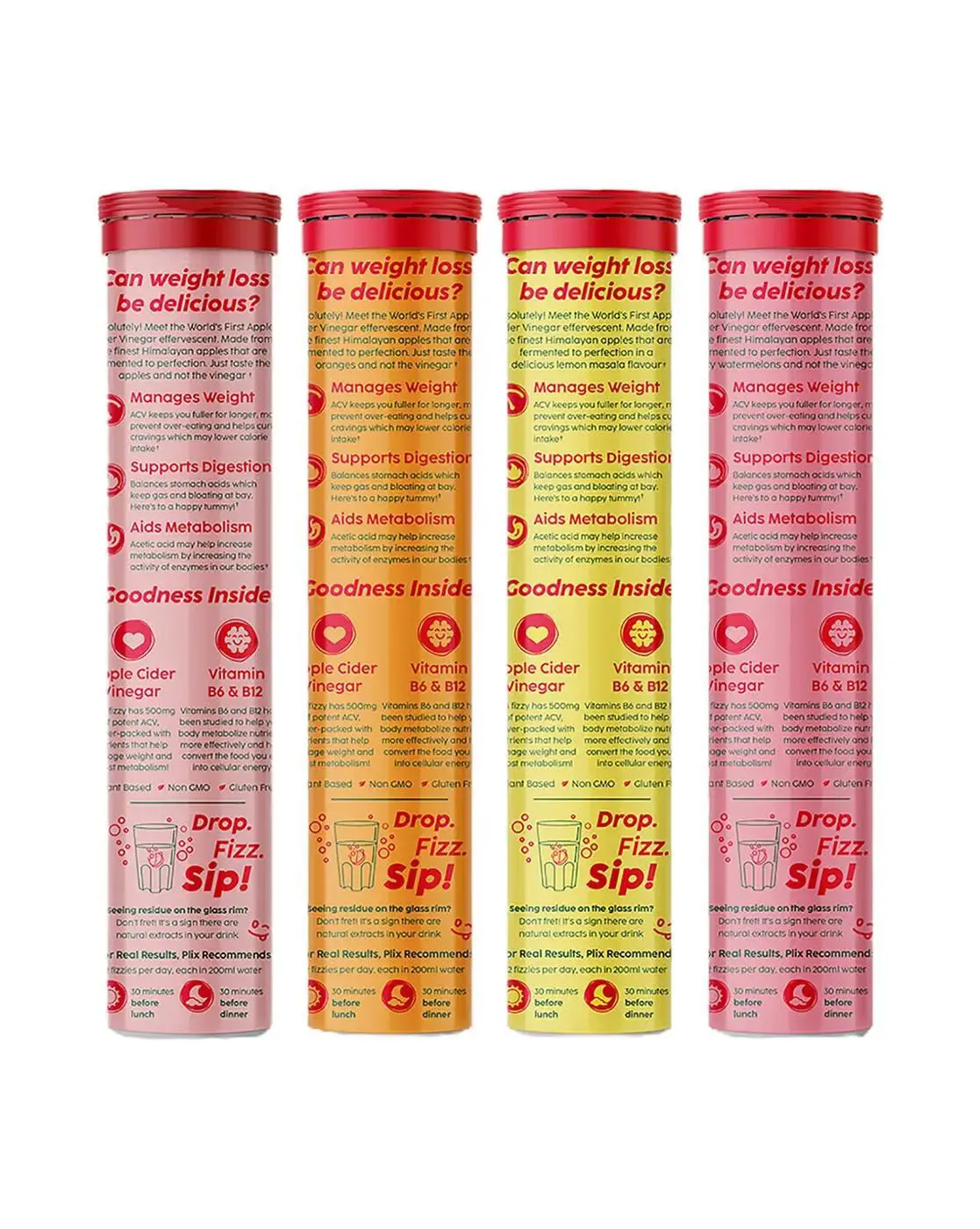 Plix The Plant Fix Apple Cider Vinegar Effervescent Tablets with Mother ...