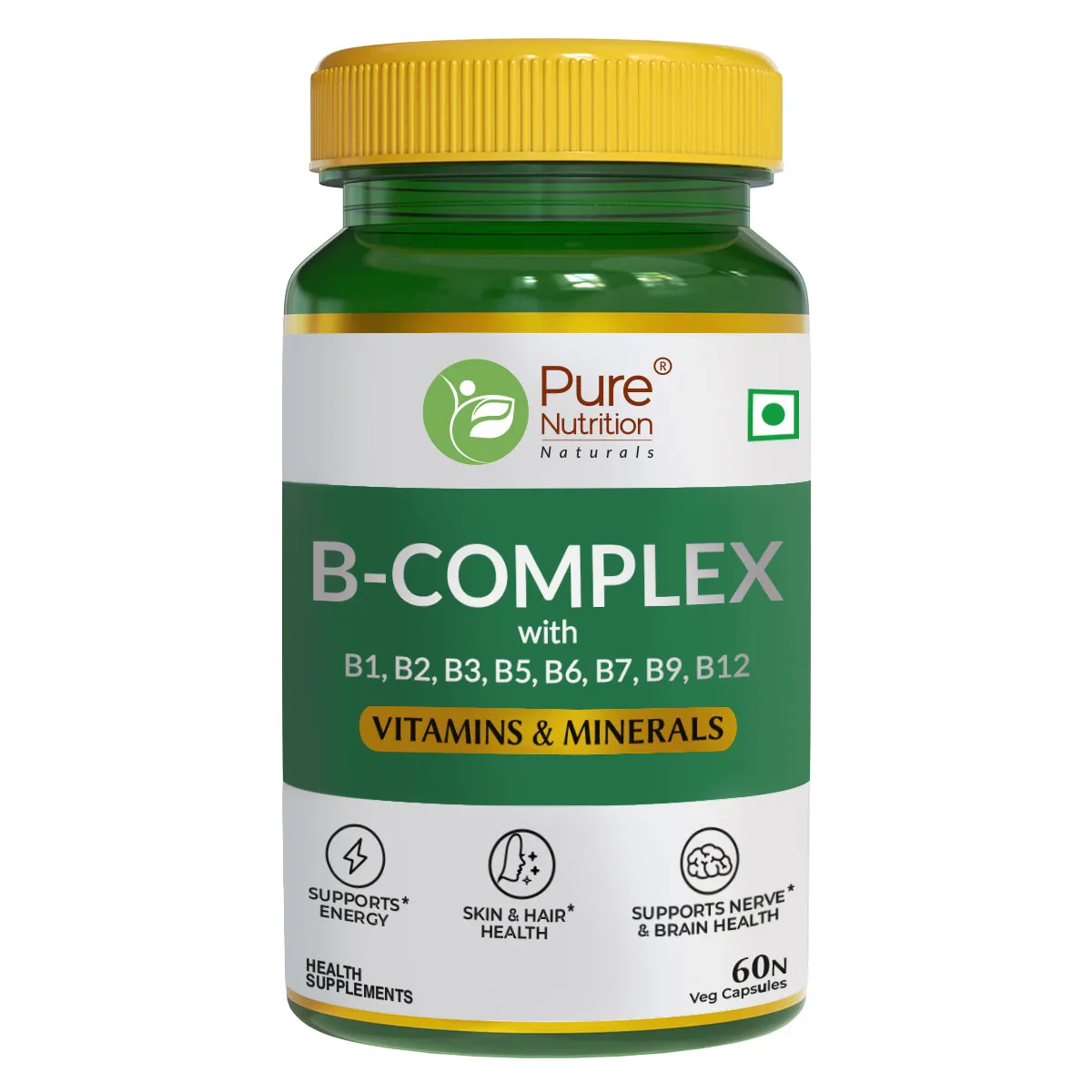 Pure Nutrition B Complex With Essential Vitamins B1, B2, B3, B5, B6, B7 ...