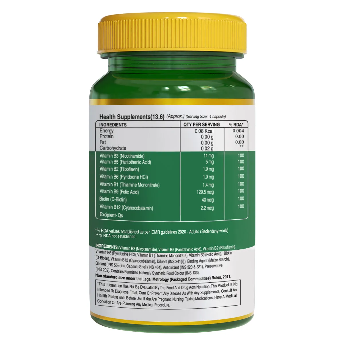Pure Nutrition B Complex With Essential Vitamins B1, B2, B3, B5, B6, B7 ...