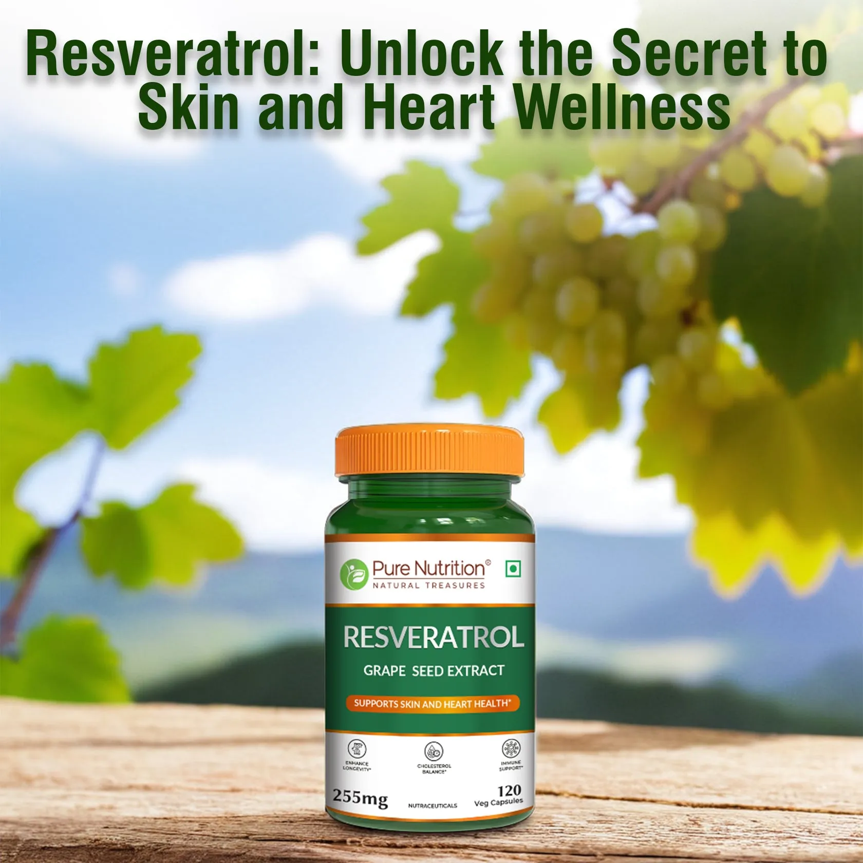 Pure Nutrition Resveratrol Supplement Capsules