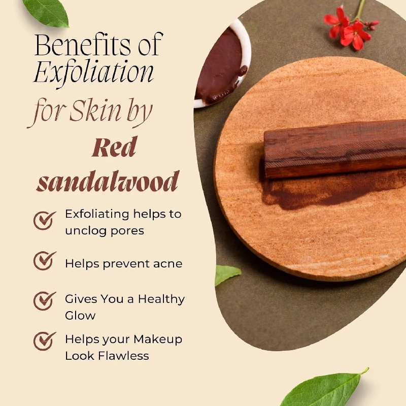 Rdk Natural Red Sandalwood Pata Board Chandan Pata with Lal Chandan Stick
