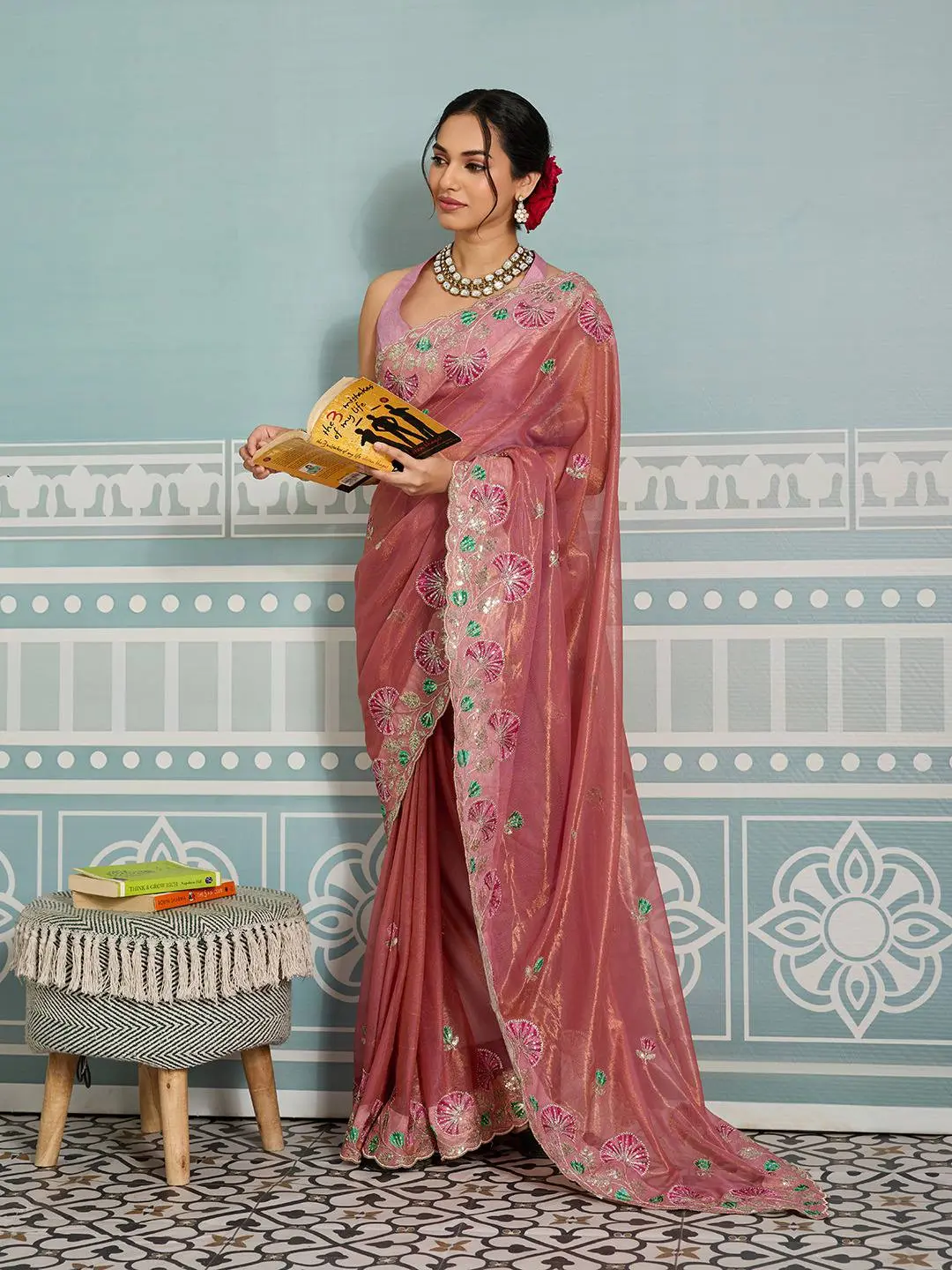 Roykals Designer Function Wear Saree - Soft Pink