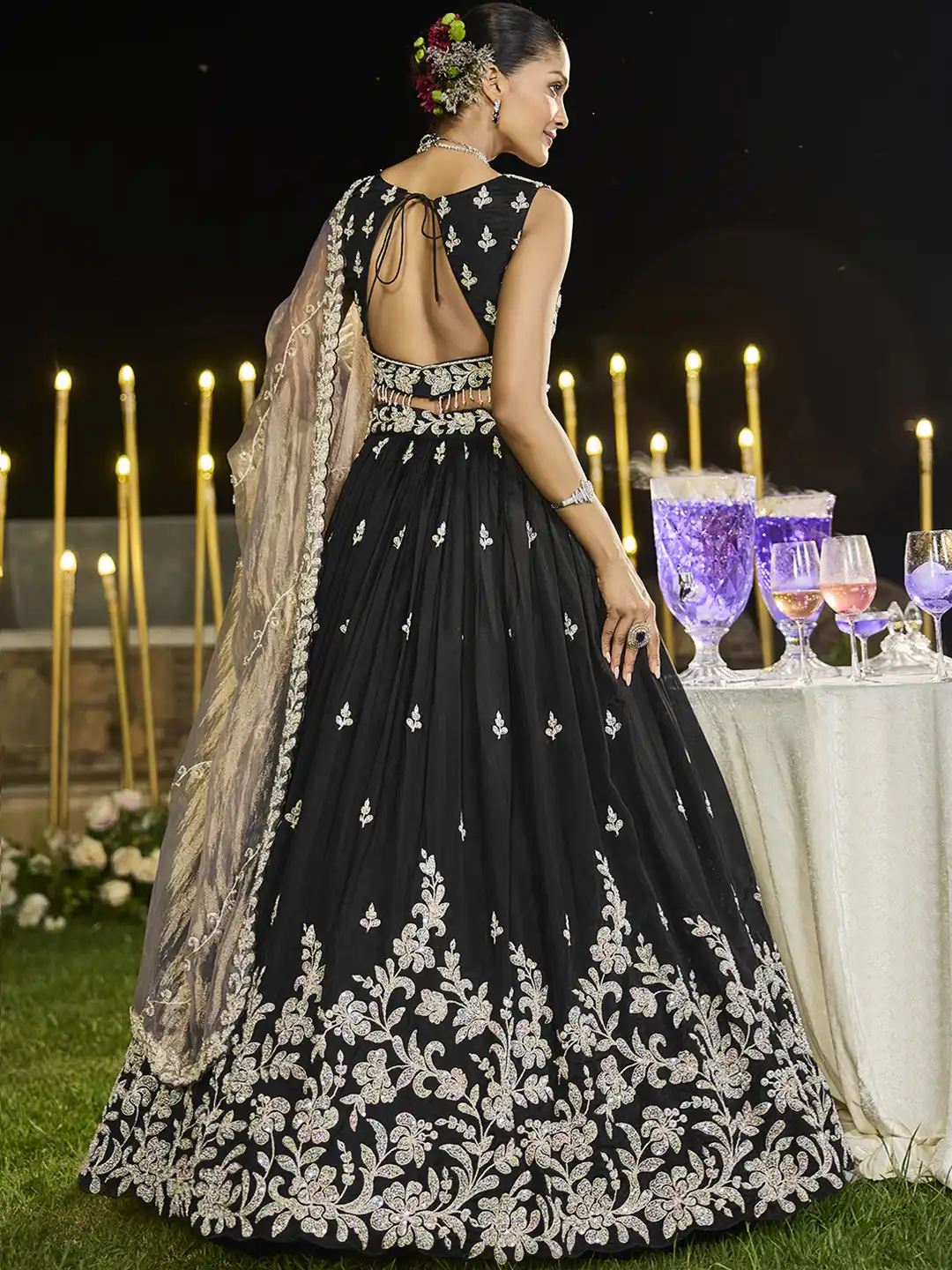 Roykals Engagement Wear Lehenga Choli - Black Grace