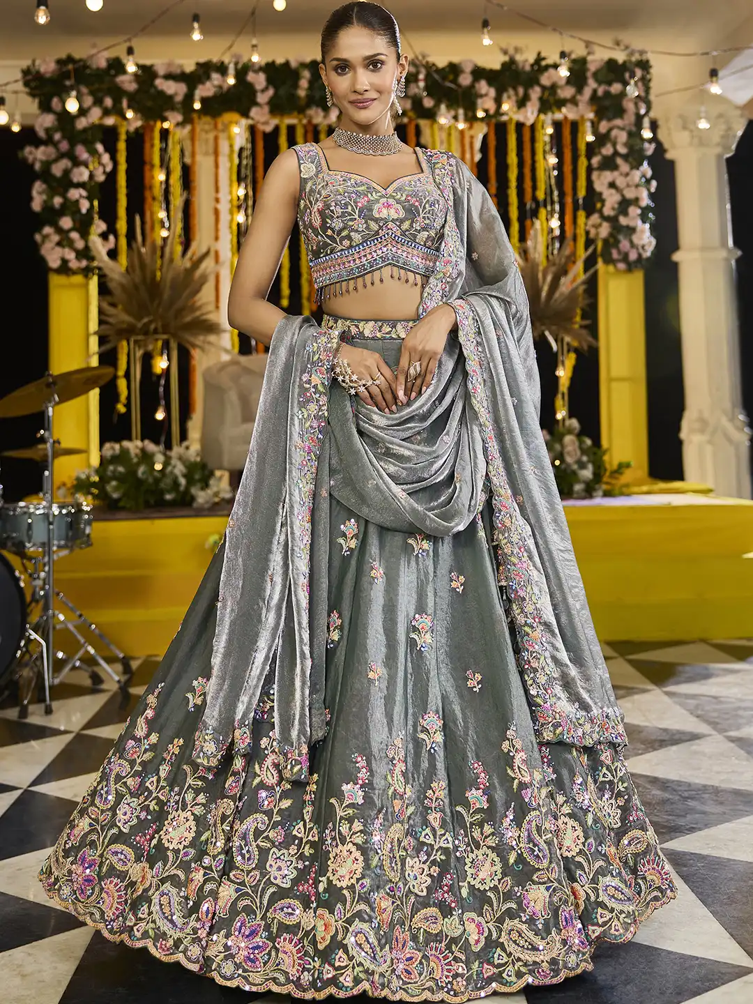 Roykals Engagement Wear Lehenga Choli - Green Enchantment