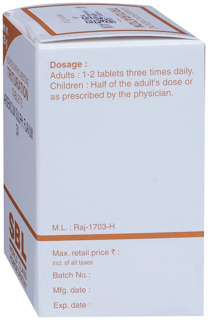 SBL Homeopathy Arsenicum Sulph Flavum Trituration Tablet