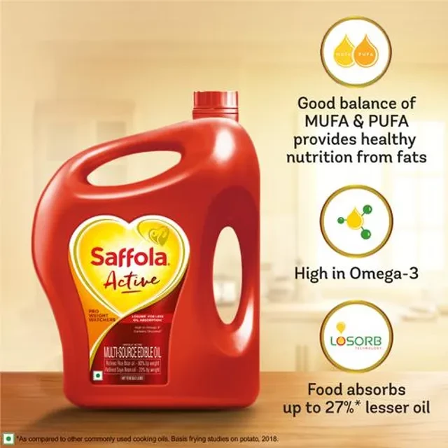 Saffola Active Refined Cooking oil | Blended Rice Bran & SoyaBean oil ...