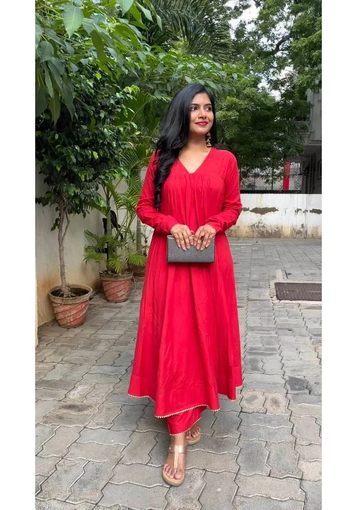 Sonah-Crimson Red Anarkali Set