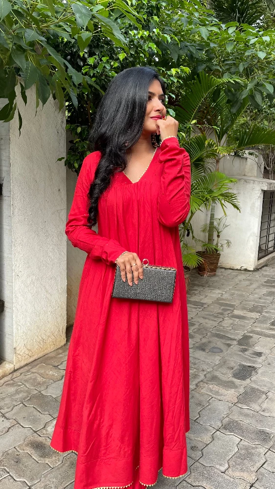 Sonah-Crimson Red Anarkali Set