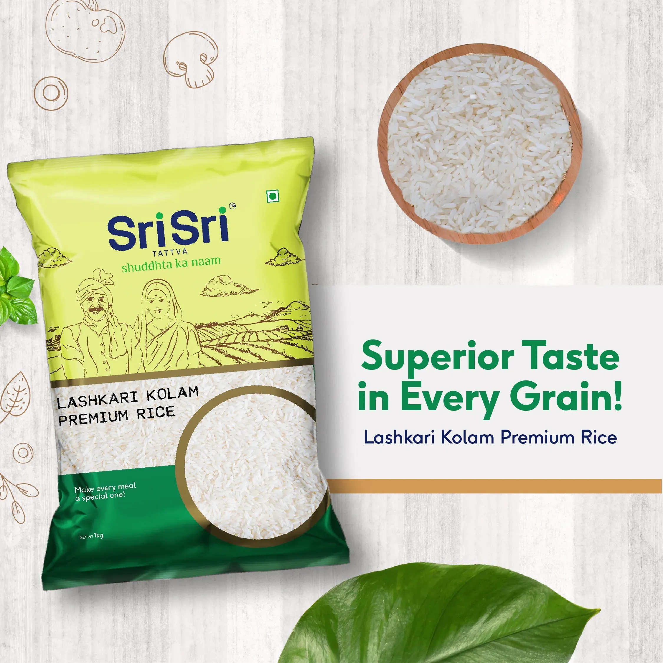 Sri Sri Tattva Lashkari Kolam Premium Rice | The Desi Food