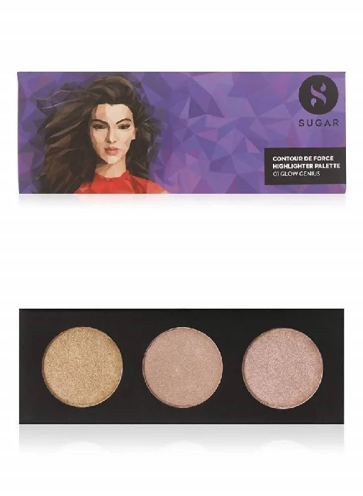 Sugar Contour De Force Highlighter Palette - 01 Glow Genius-Pack Size-3 g