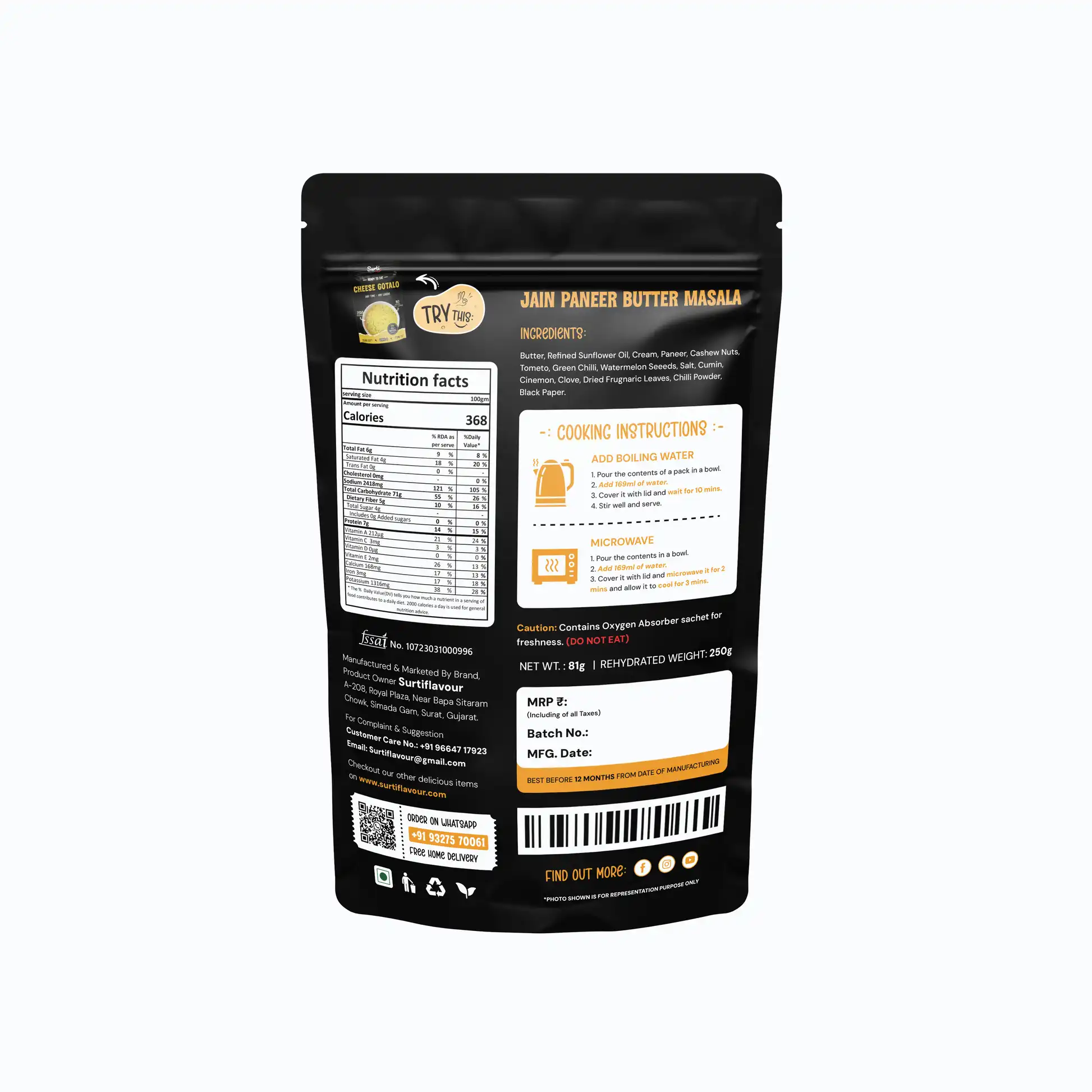 Surti Flavour Jain Paneer Butter Masala