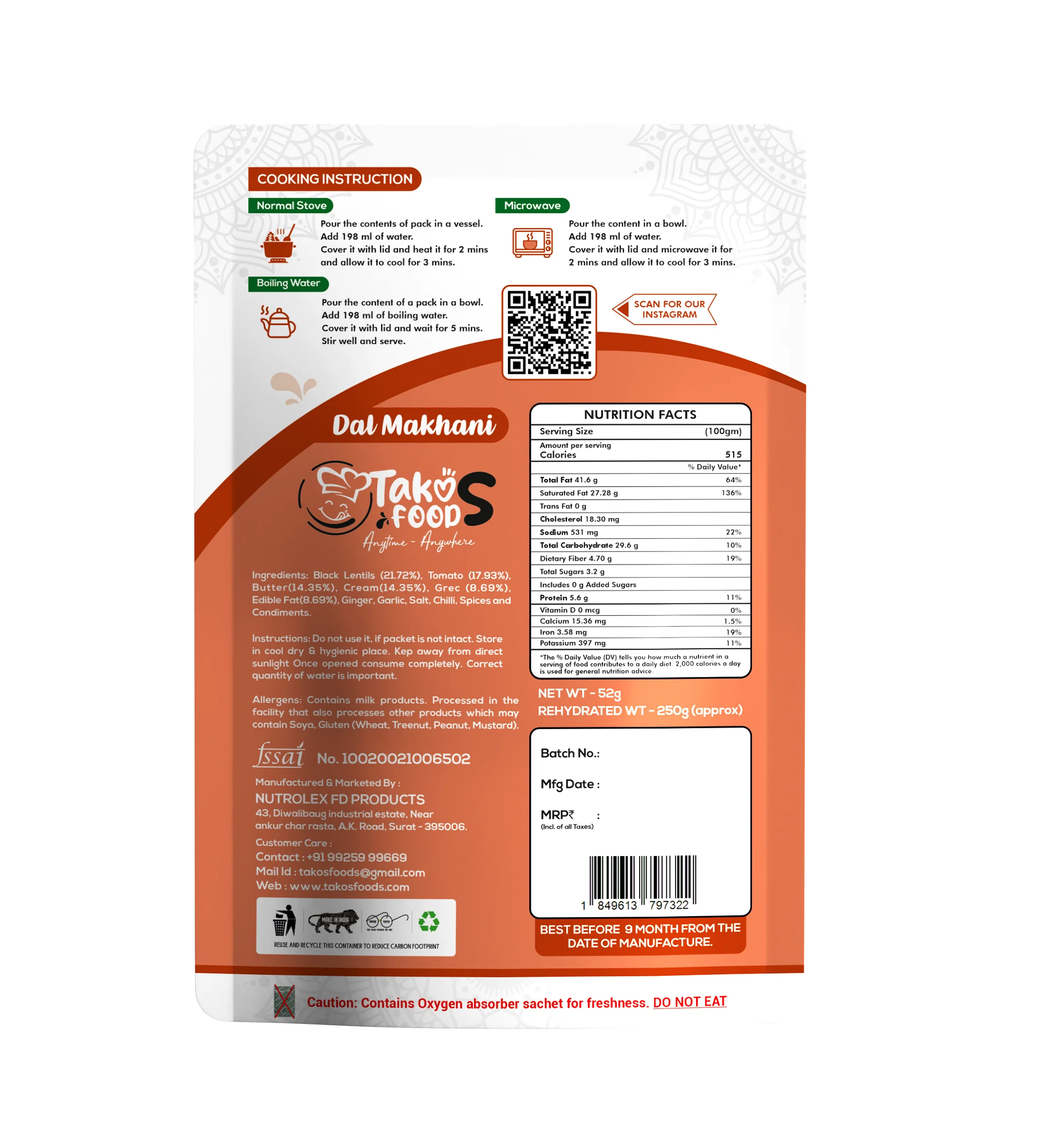 Takos Foods Dal Makhani