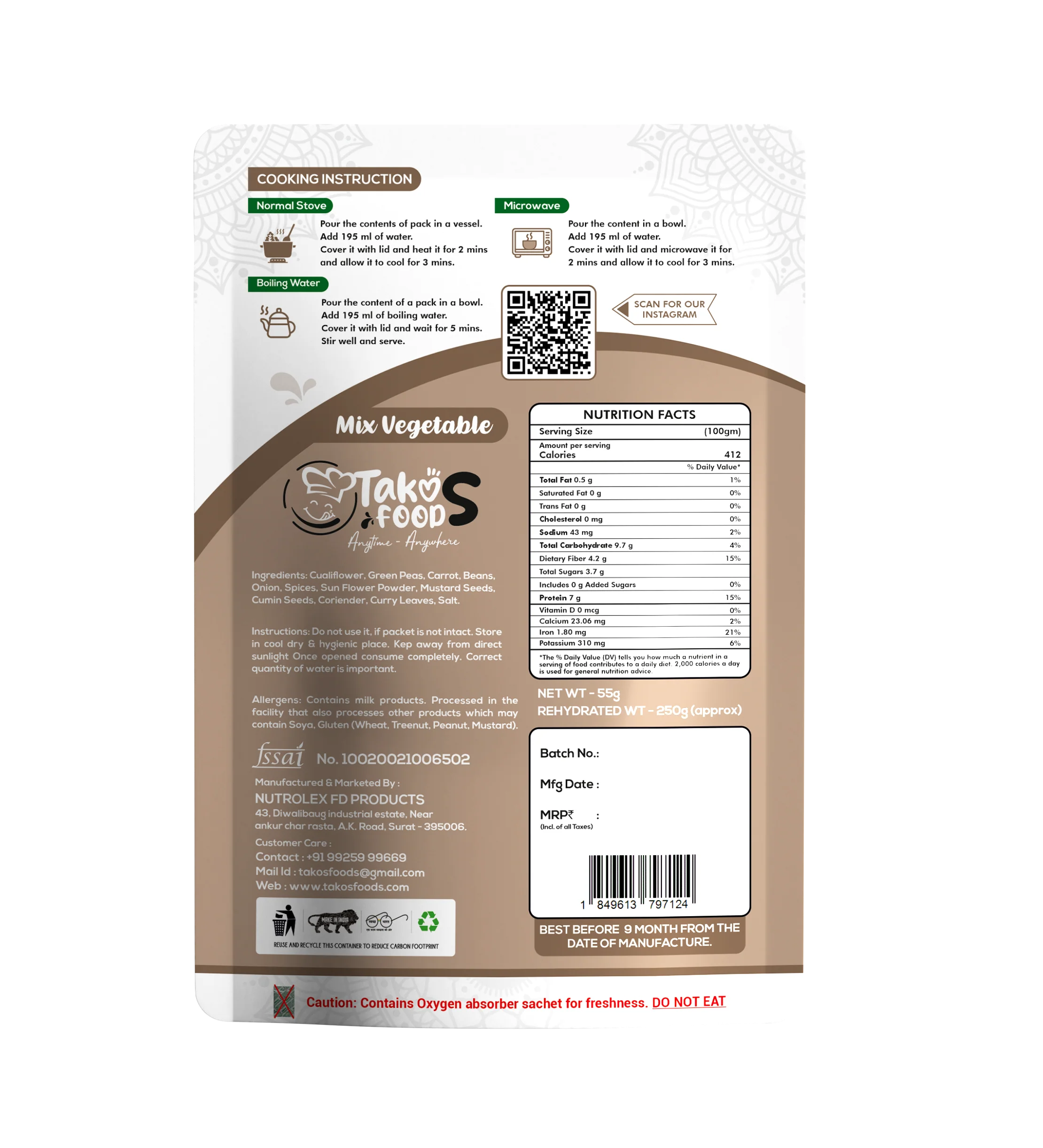 Takos Foods Mix Vegetables