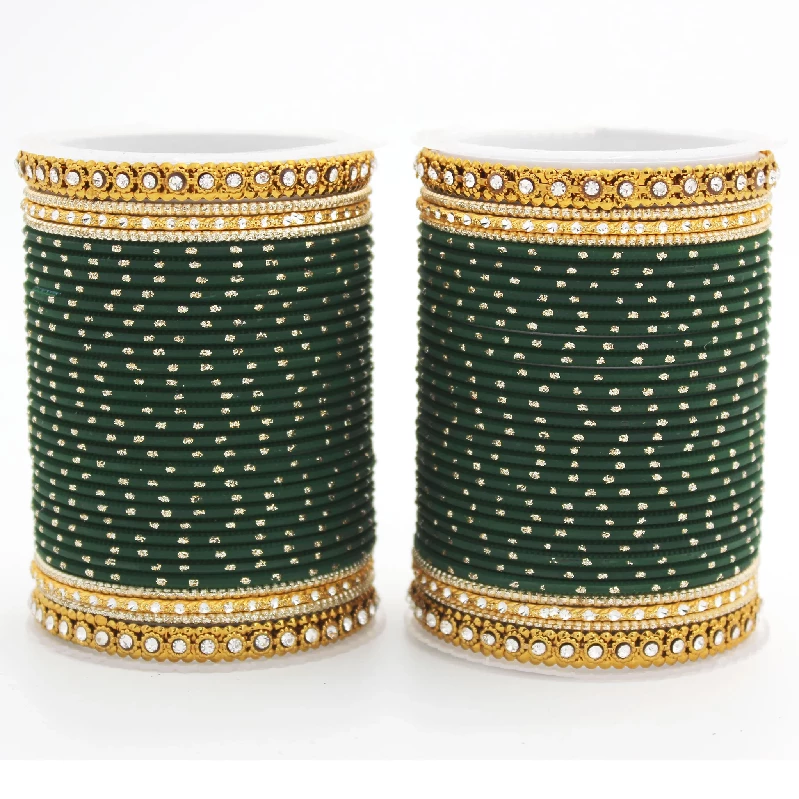 Beautiful Dotted Punjabi Chura For Wedding and Daily Wear, Green