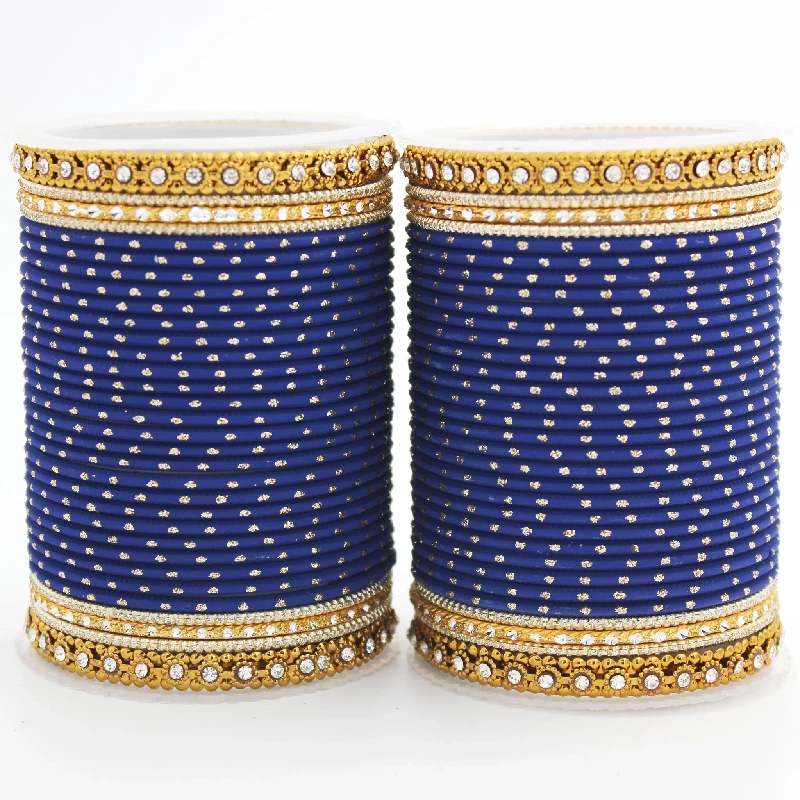 Beautiful Dotted Punjabi Chura For Wedding and Daily Wear, Royal Blue